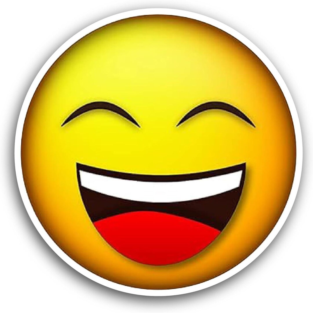 2 (pieces) 3" and 5" Laughing Yellow Face Sticker, Waterproof Vinyl ...