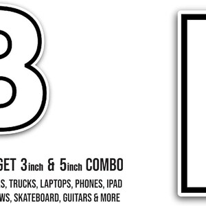 2 (pieces) 3" and 5" Letter B Sticker, Waterproof Vinyl Decals for Many ...