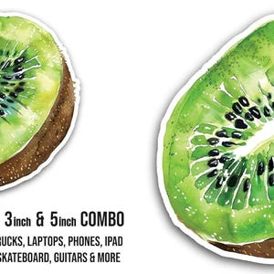 2 (pieces) 3" and 5" Kiwi Fruit Slice Sticker, Waterproof Vinyl Decals ...