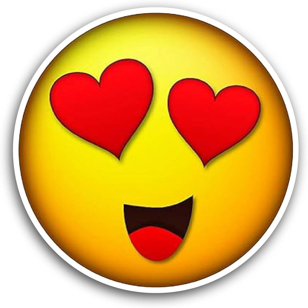 2 (pieces) 3" and 5" Love Emotion Face Sticker, Waterproof Vinyl Decals ...