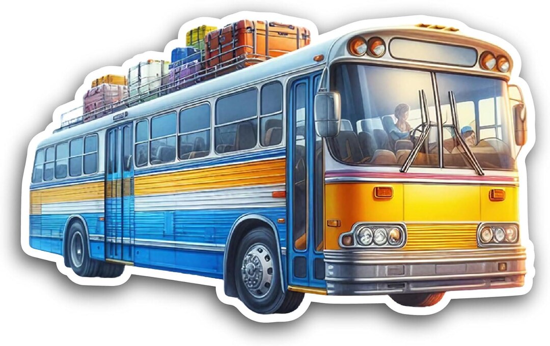 2 (pieces) 3" and 5" Vintage Bus Sticker, Waterproof Vinyl Decals for ...