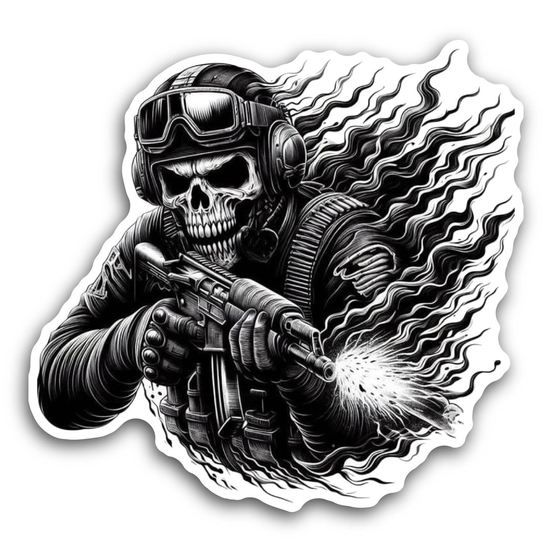 Custom Made Genuine Vinyl Stickers Decals 3 and 5 Skull With Rifle ...