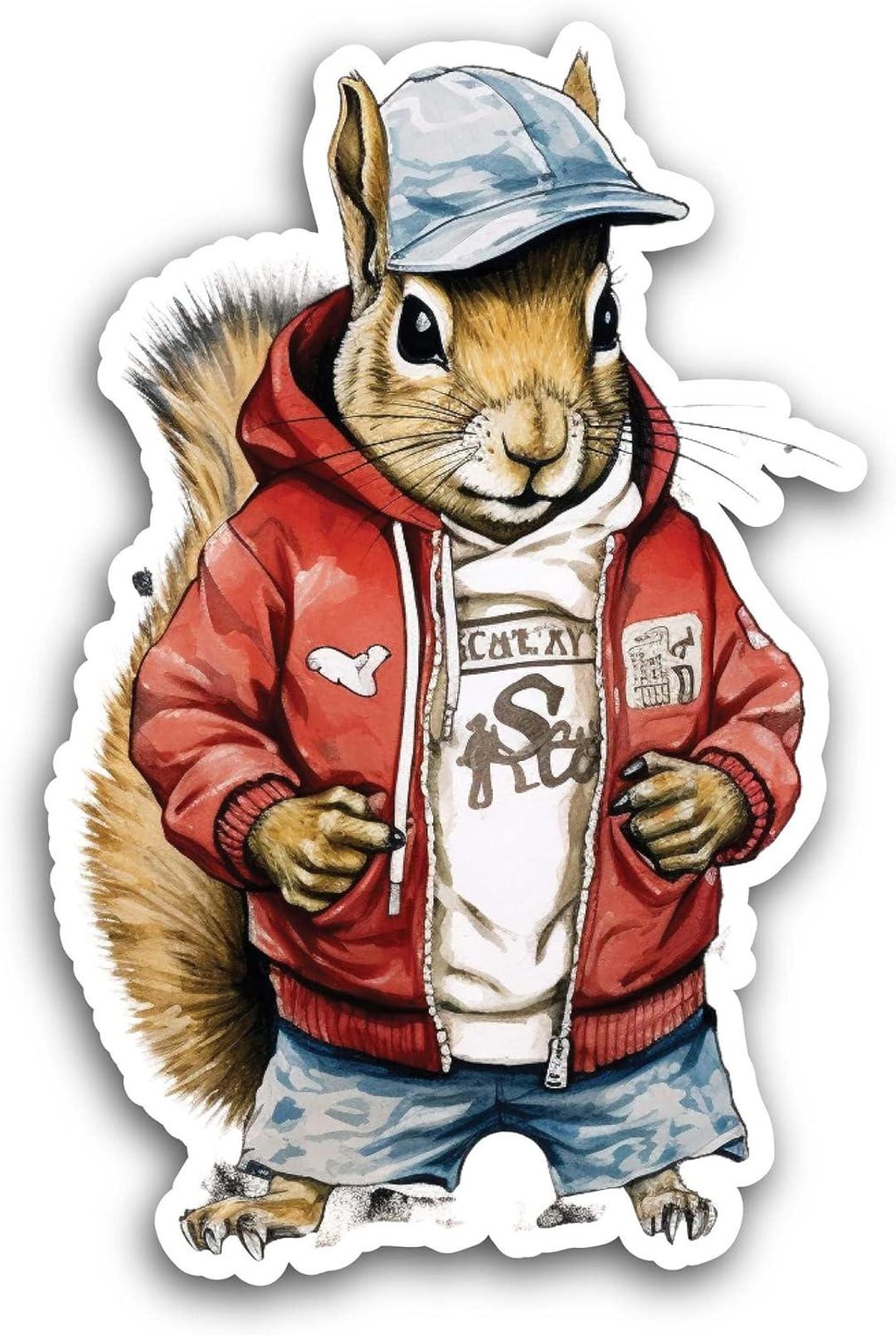 2 (pieces) 3" and 5" Cute Squirrel Sticker, Waterproof Vinyl Decals for ...