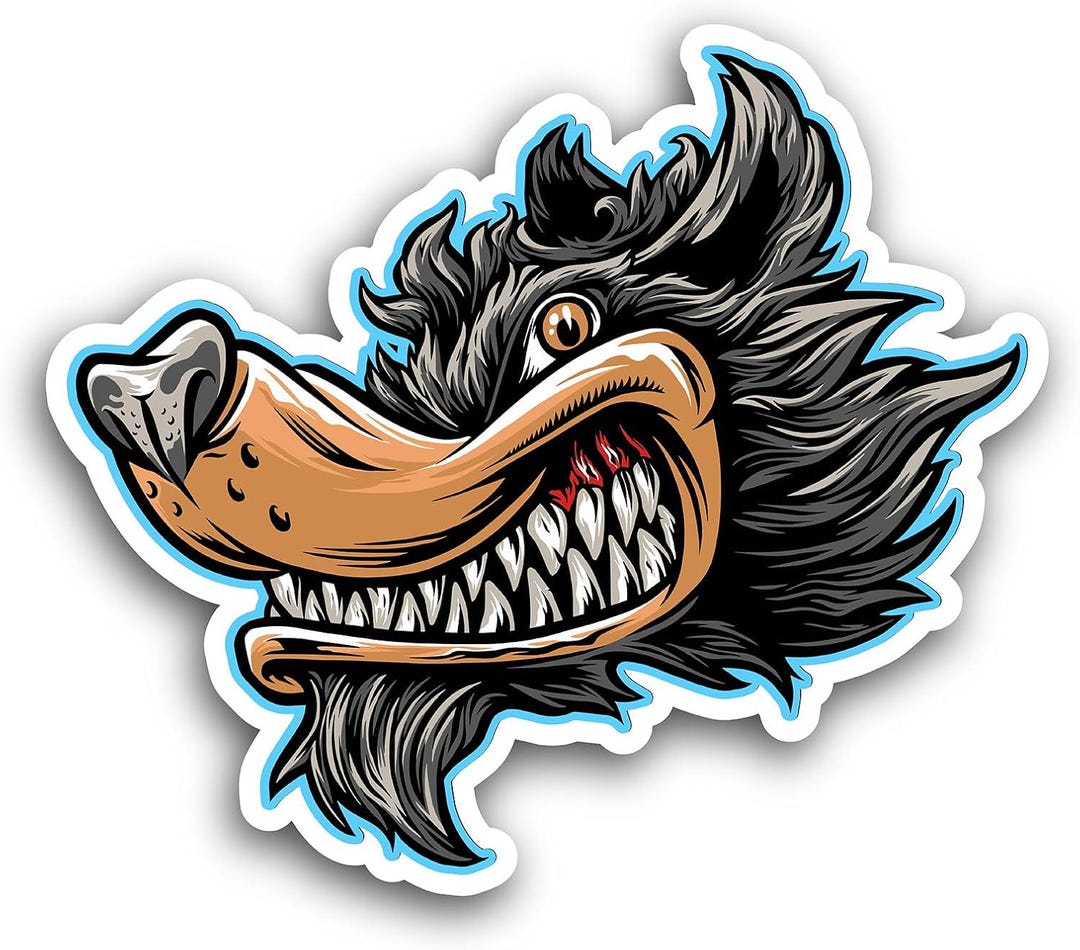 2 (pieces) 3" and 5" Angry Wolf Sticker, Waterproof Vinyl Decals for ...