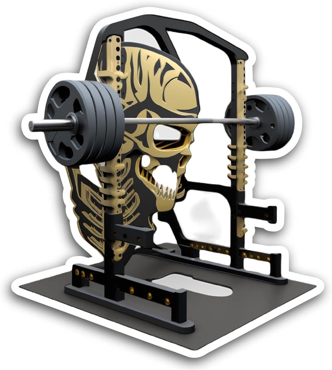 2 (pieces) 3" and 5" Skull and Squat Rack Sticker, Waterproof Vinyl ...
