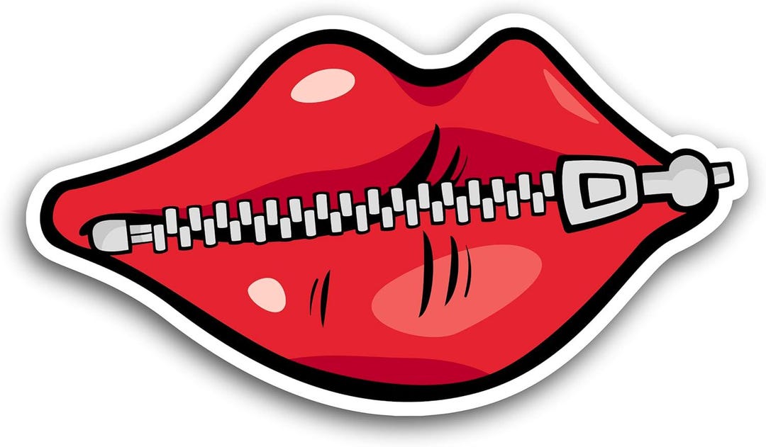 2 (pieces) 3" and 5" Lips With Zip Decal Sticker, Waterproof Vinyl ...