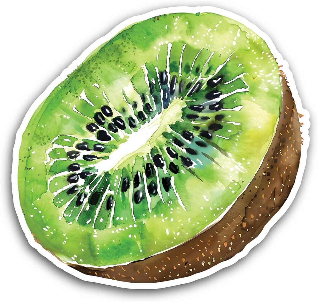 2 (pieces) 3" and 5" Kiwi Fruit Slice Sticker, Waterproof Vinyl Decals ...
