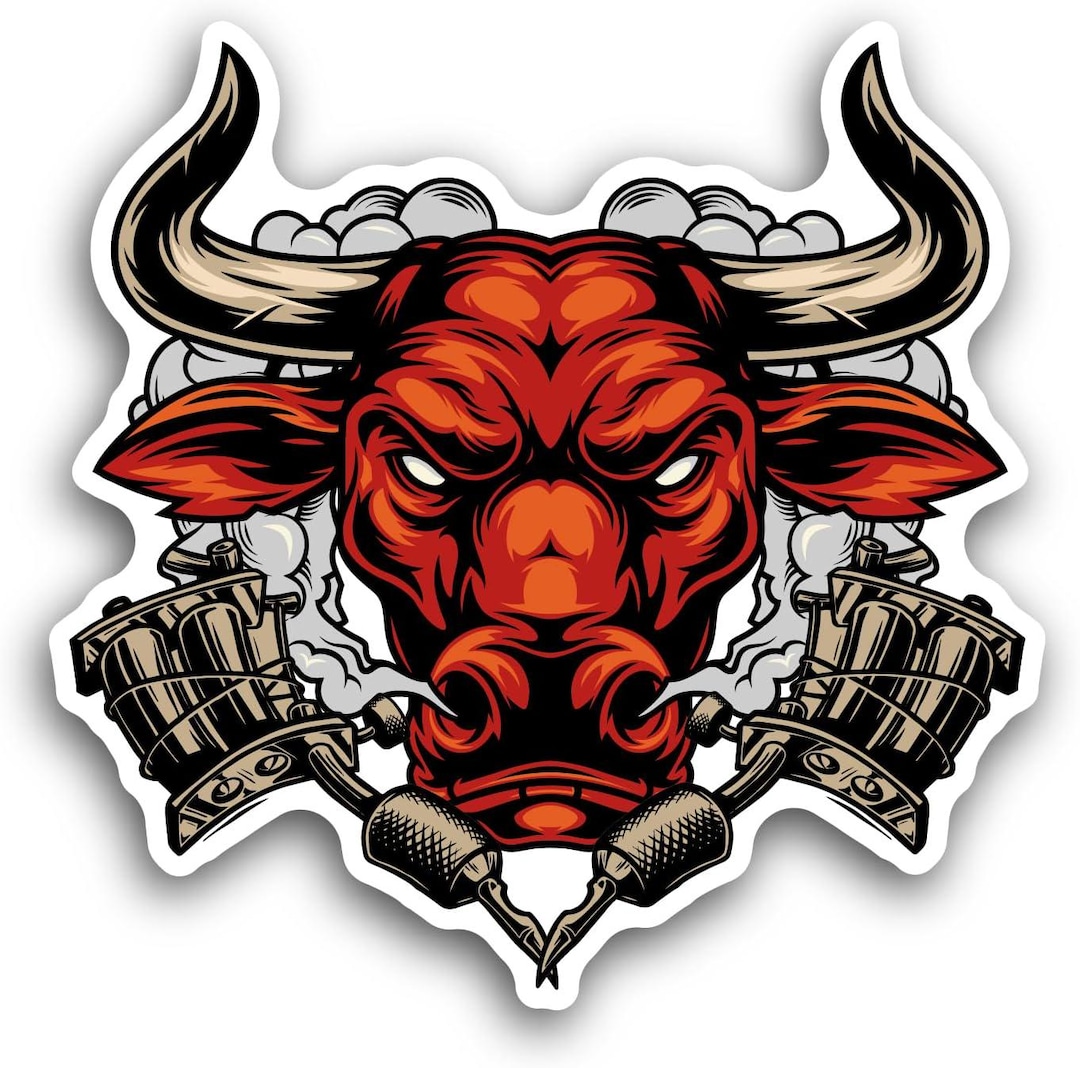 2 (pieces) 3" and 5" Hot Bull Head Sticker, Waterproof Vinyl Decals for ...