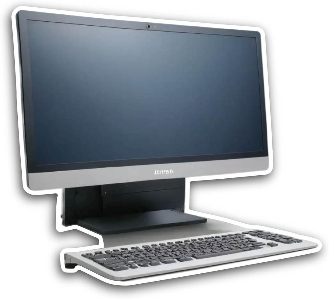 2 (pieces) 3" and 5" Monitor With Keyboard Sticker, Waterproof Vinyl ...