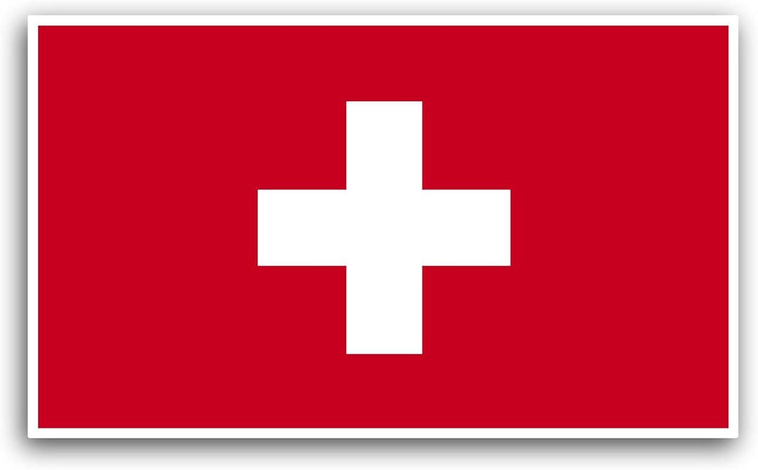 2 (pieces) 3" and 5" Switzerland Flag Sticker, Waterproof Vinyl Decals ...