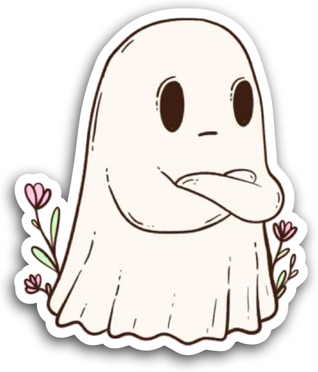 2 (pieces) 3" and 5" Cute Little Ghost Sticker, Waterproof Vinyl Decals ...