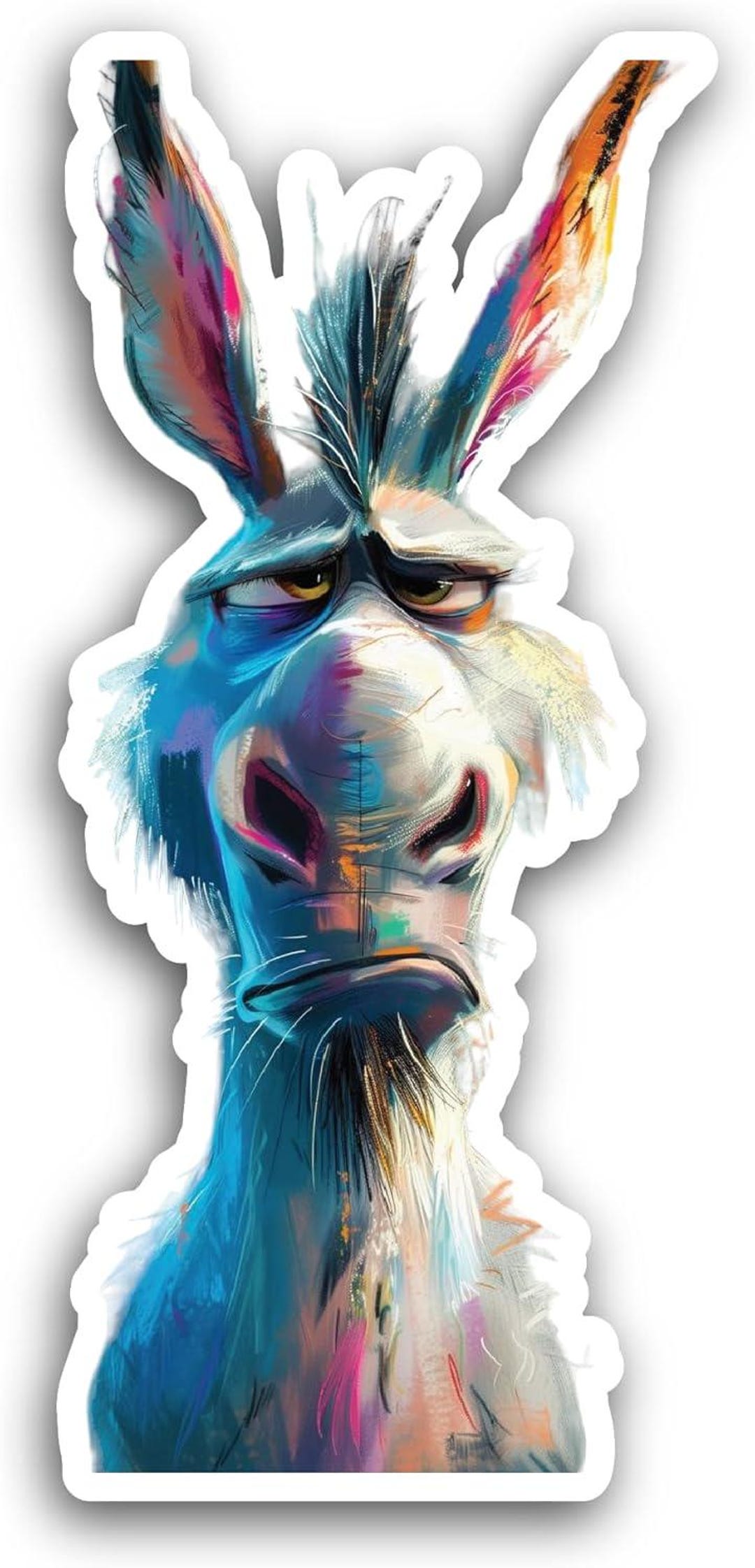 2 (pieces) 3" and 5" Cute Cartoon Donkey Sticker, Waterproof Vinyl ...