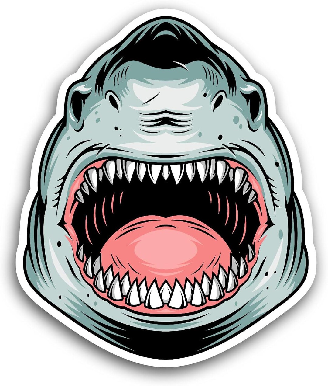 2 (pieces) 3" and 5" Shark Head Open Mouth Sticker, Waterproof Vinyl ...