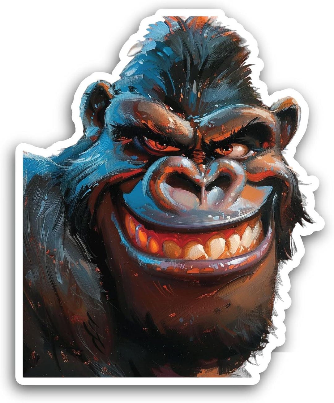 2 (pieces) 3" and 5" Gorilla Face Sticker, Waterproof Vinyl Decals for ...