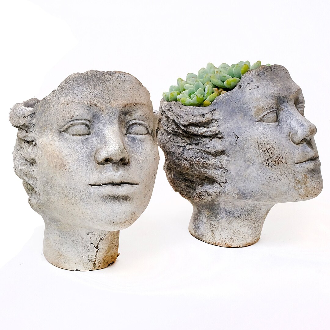 Concrete Head Planter Woman Head Planter, Man Head Planter Planter Only ...