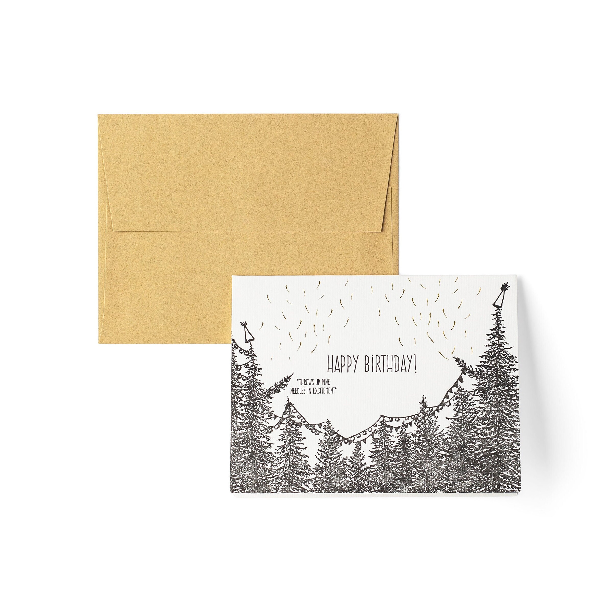 Happy Birthday Card, Tree Card, Letterpress Card, Hand-drawn Card, Eco ...