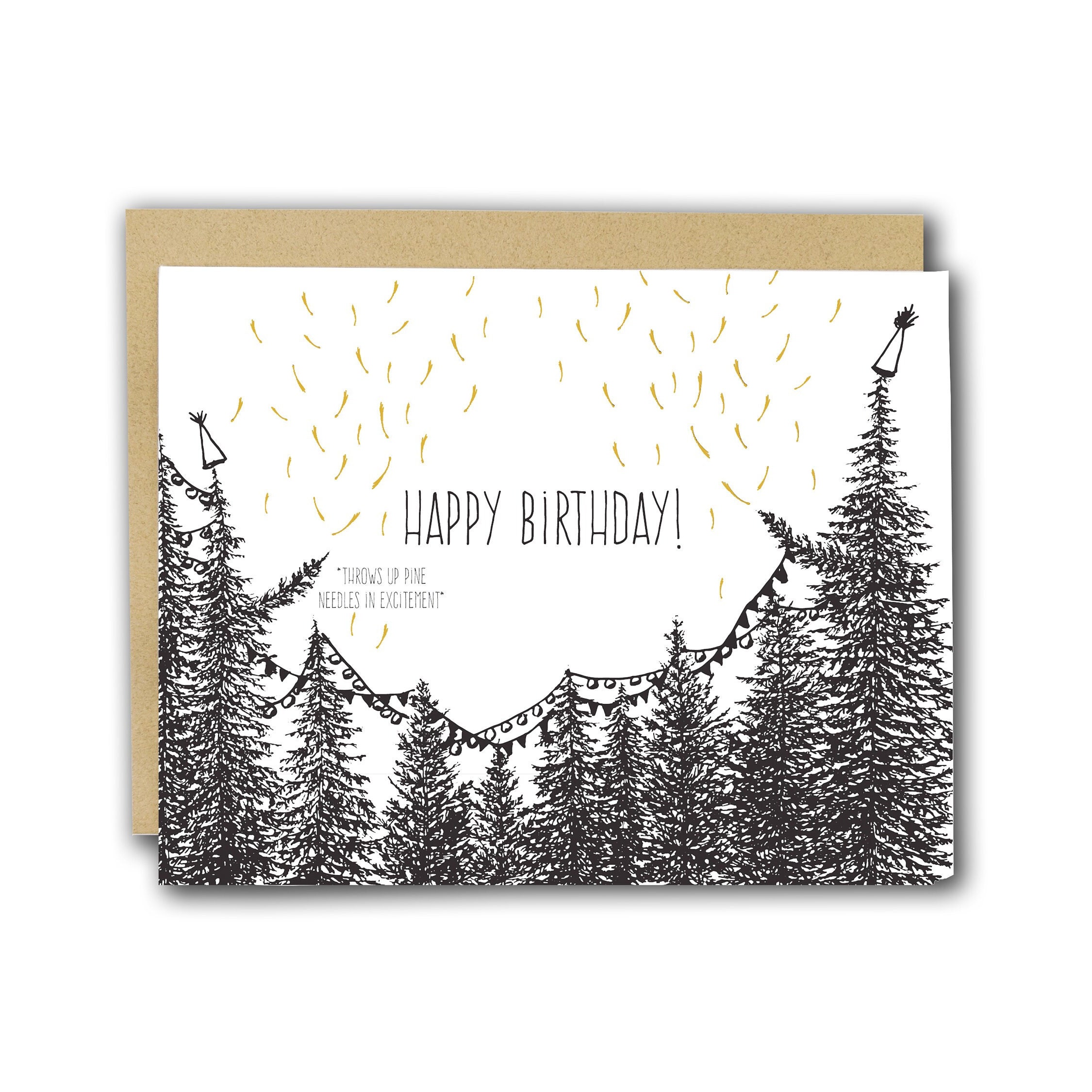 Happy Birthday Card, Tree Card, Letterpress Card, Hand-drawn Card, Eco ...