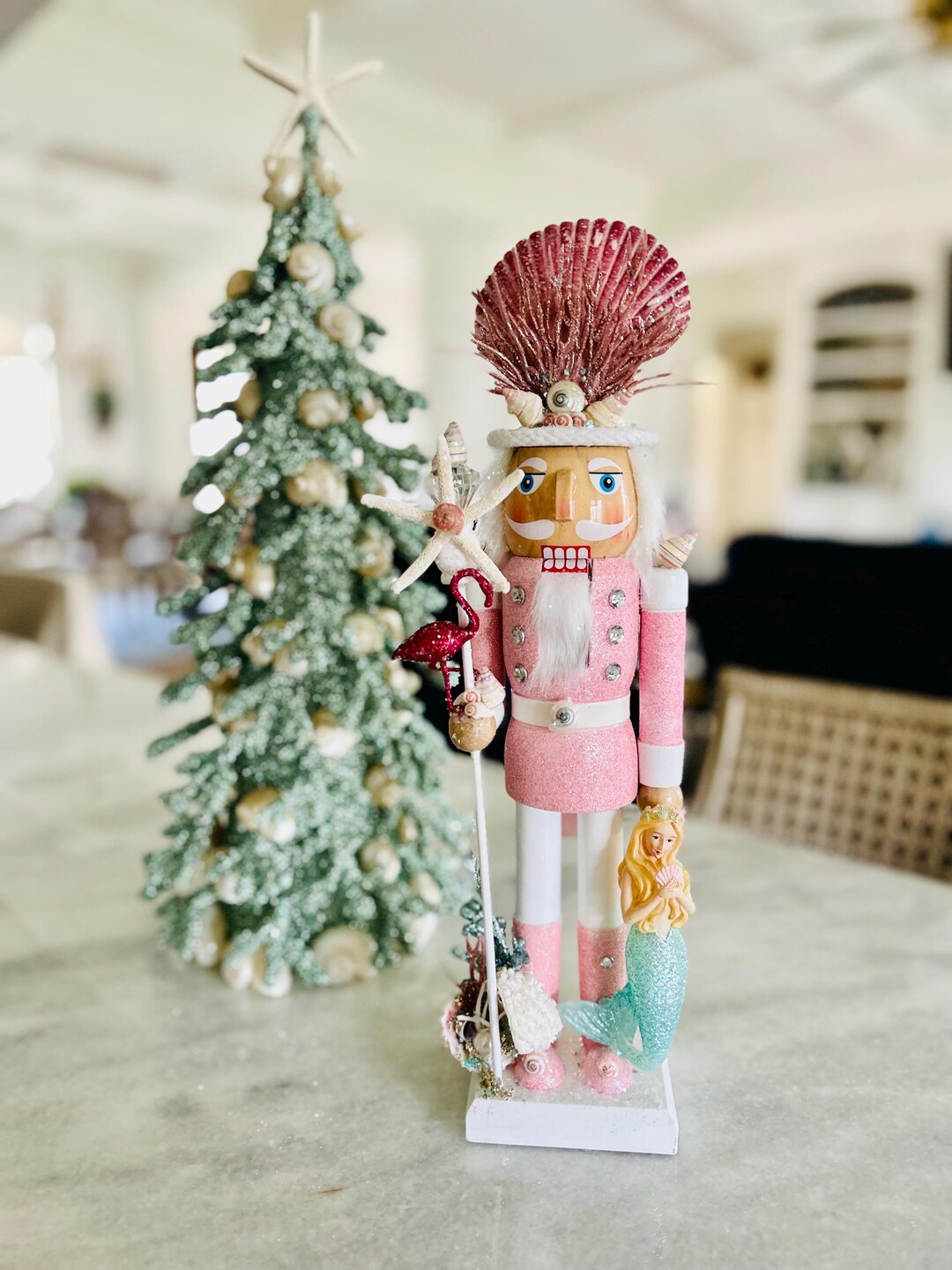 Mermaid Coastal Seashell Nutcracker for Home Decor, Holiday, Christmas ...