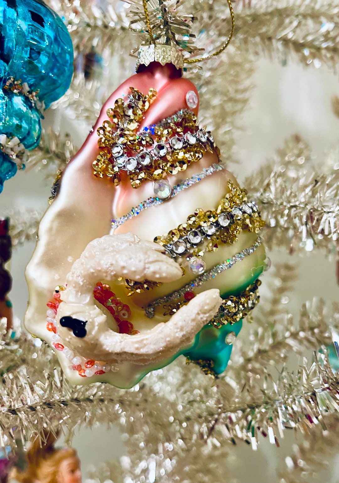Hermit Crab Conch Shell Ornament for Christmas, Beach, Wedding, Gift ...