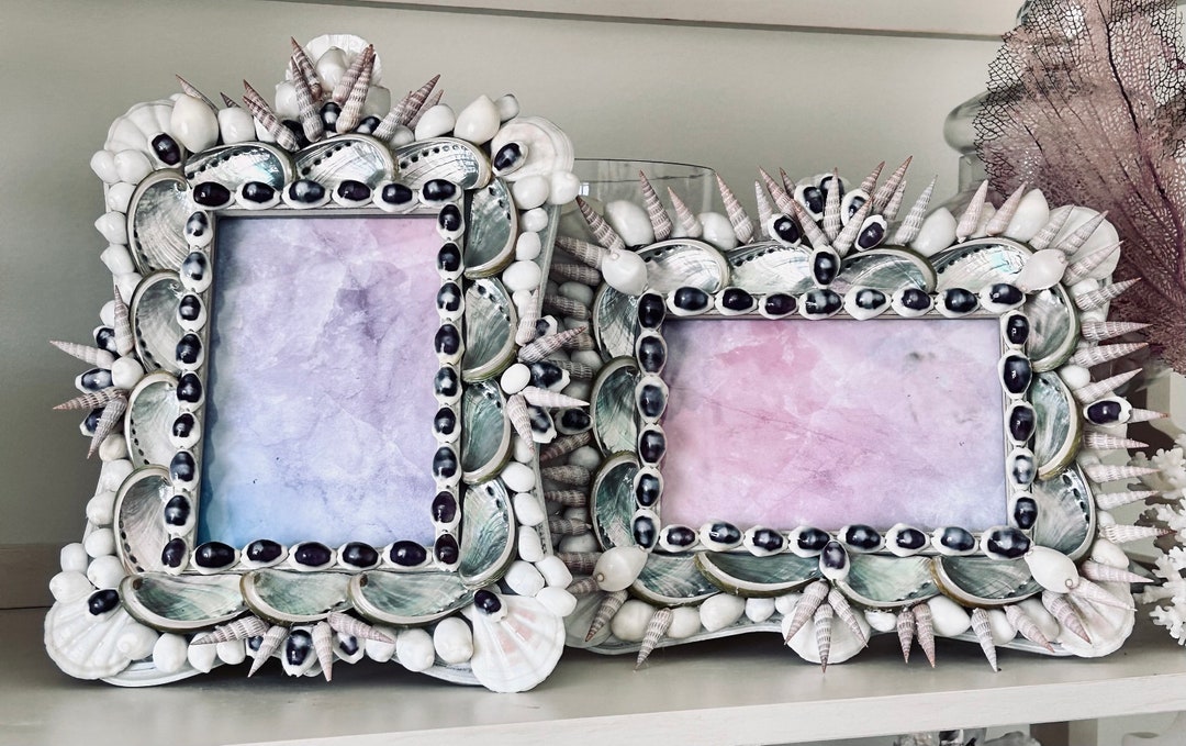 5x7 Coastal Seashell Picture Frame Set of 2 for Beach, Wedding, Shower ...