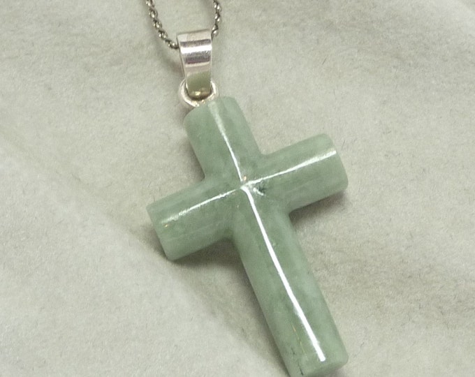 Jade Cross Pendent on Sterling Chain Vintage Gemstone Cross - Etsy