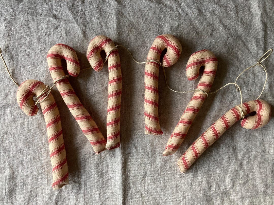 Vintage Fabric Candy Canes Set of 6 - Etsy