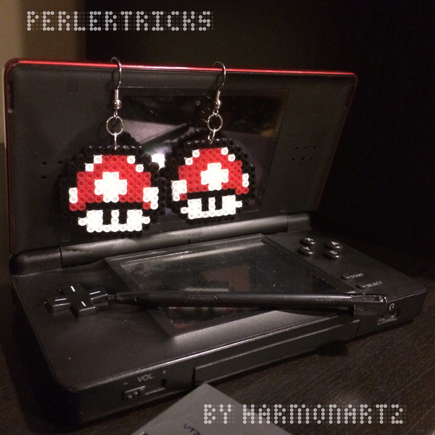 Gamer Mushroom Power up Mini Perler Bead Earrings Hama Beads Pixel Art ...