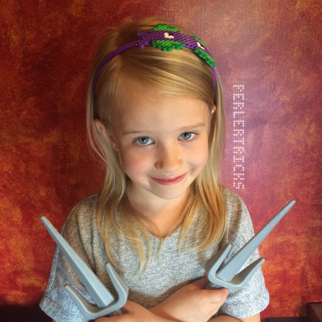 Purple Donatello 8 Bit Pixel Art Turtle Perler Bead Headband Perlers ...