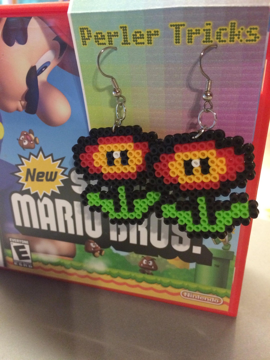 Gamer Flower Power up Mini Perler Bead Earrings Hama Beads Pixel Art ...