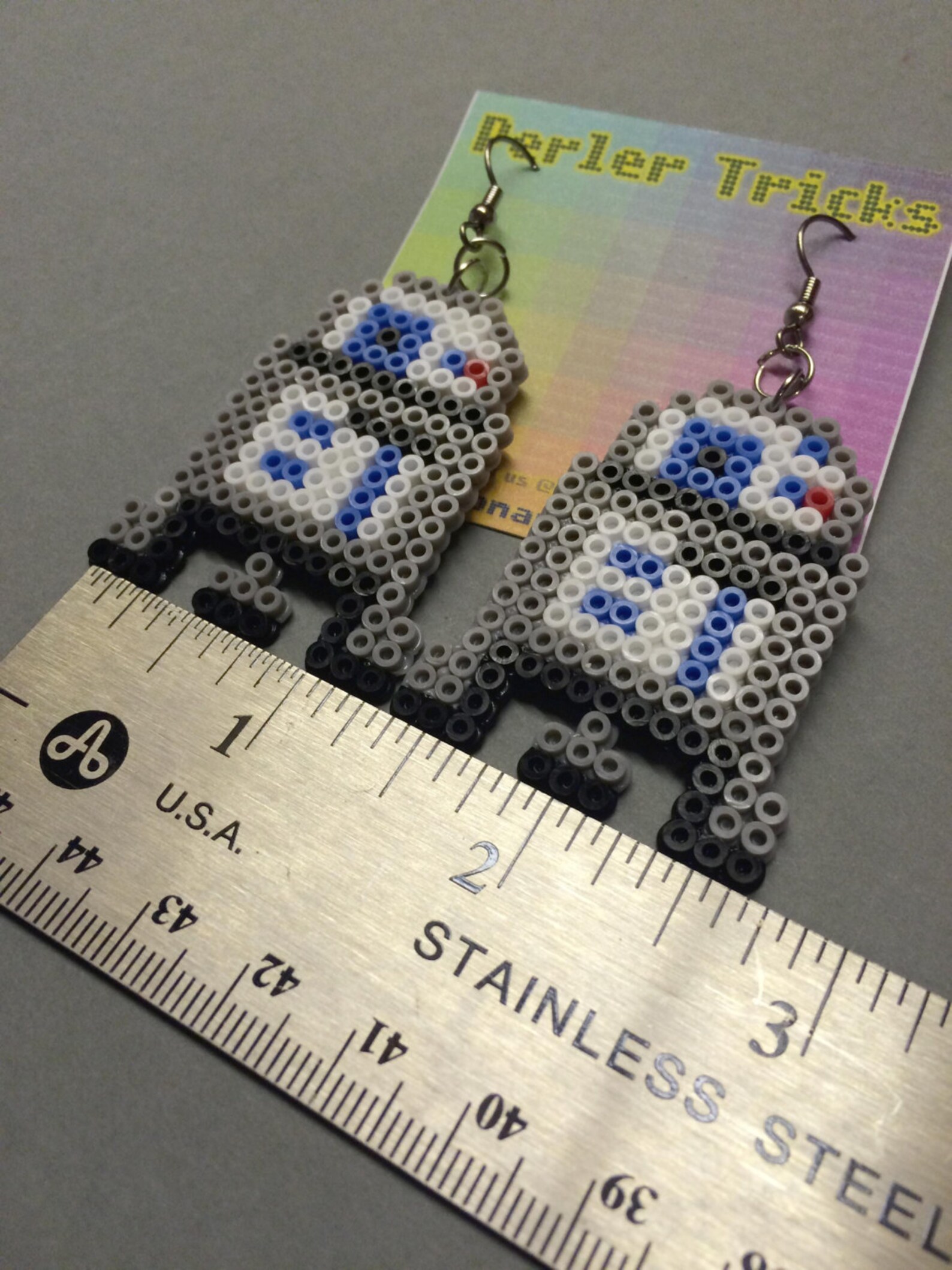 Sci-fi Droid Mini Perler Bead Earrings Hama Beads Pixel - Etsy