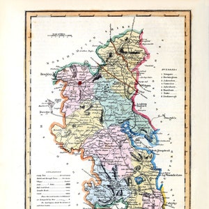 Old English County Map of Buckinghamshire, Vintage Reproduction Map of ...