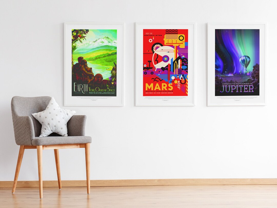 Set of 3 NASA Space Poster Prints Earth Mars Jupiter - Etsy