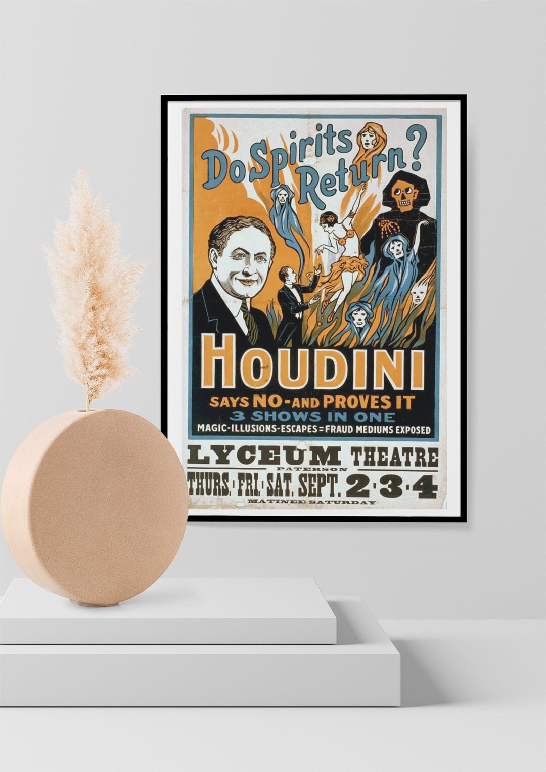 Harry Houdini Magician - Vintage Style Magic Poster Do Spirits Return ...