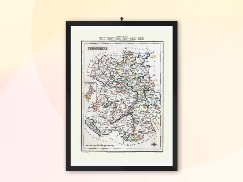Old English County Map of Shropshire Vintage 1848 Reproduction - Etsy
