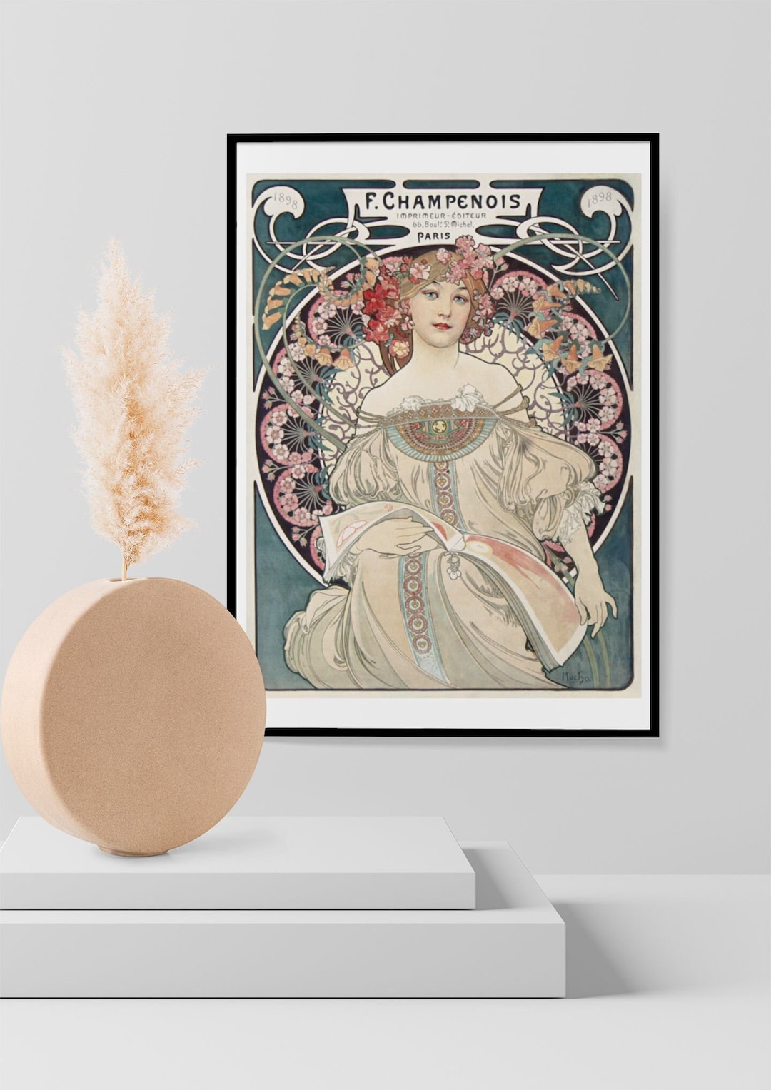Alphonse Mucha Poster Art Nouveau Print, F Champenois Alphonse Mucha ...