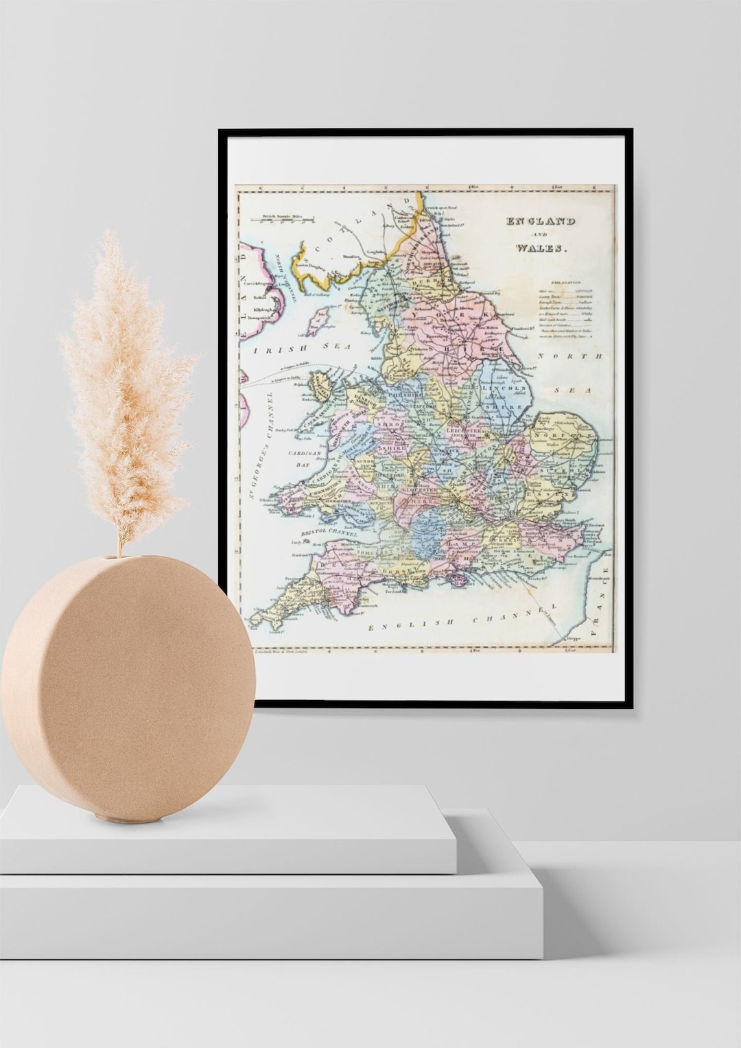 Old English Map of England and Wales Vintage 1819 Reproduction Old Rare ...