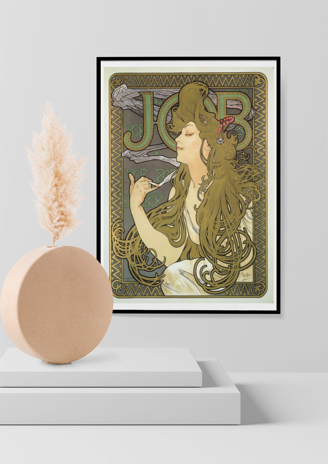 Alphonse Mucha Poster Art Nouveau Print, Job Cigarettes 1896 Vintage ...