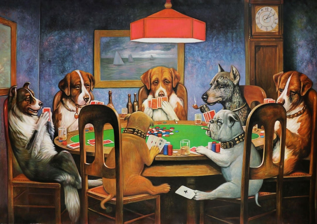 Poker Dogs Playing Cards Print - Vintage C.M Coolidge Reproduction ...
