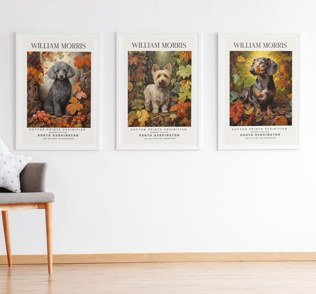 William Morris Prints, Set of 3 William Morris Dog Animal Prints ...