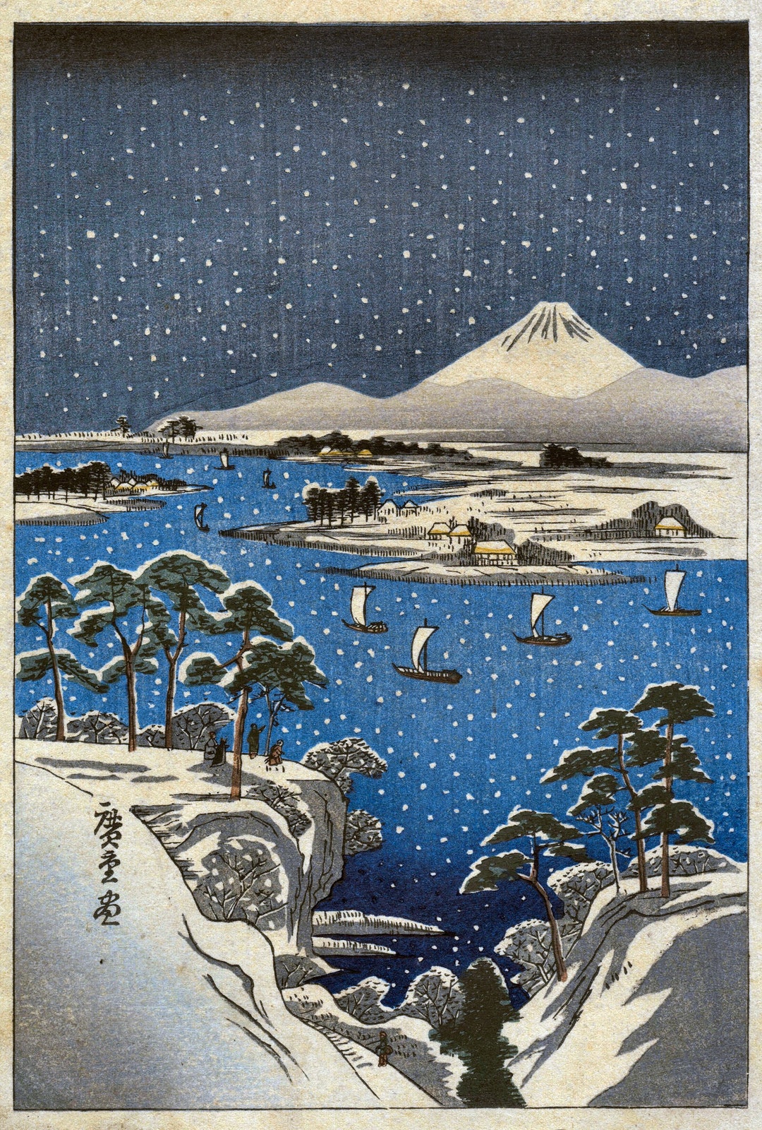 Japanese Sailing Ships Mountains Painting Photo Poster - Etsy