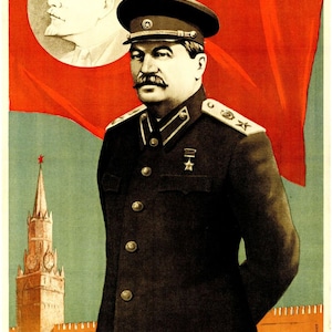 Vintage Russian Stalin Propaganda Poster, Political Wall Art Print Cold ...