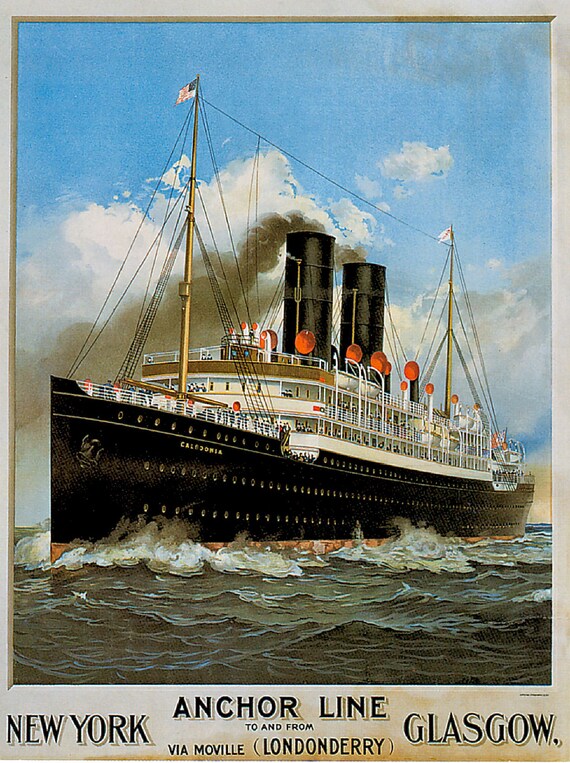 Vintage Anchor Line New York to Glasgow Wall Art Poster - Etsy