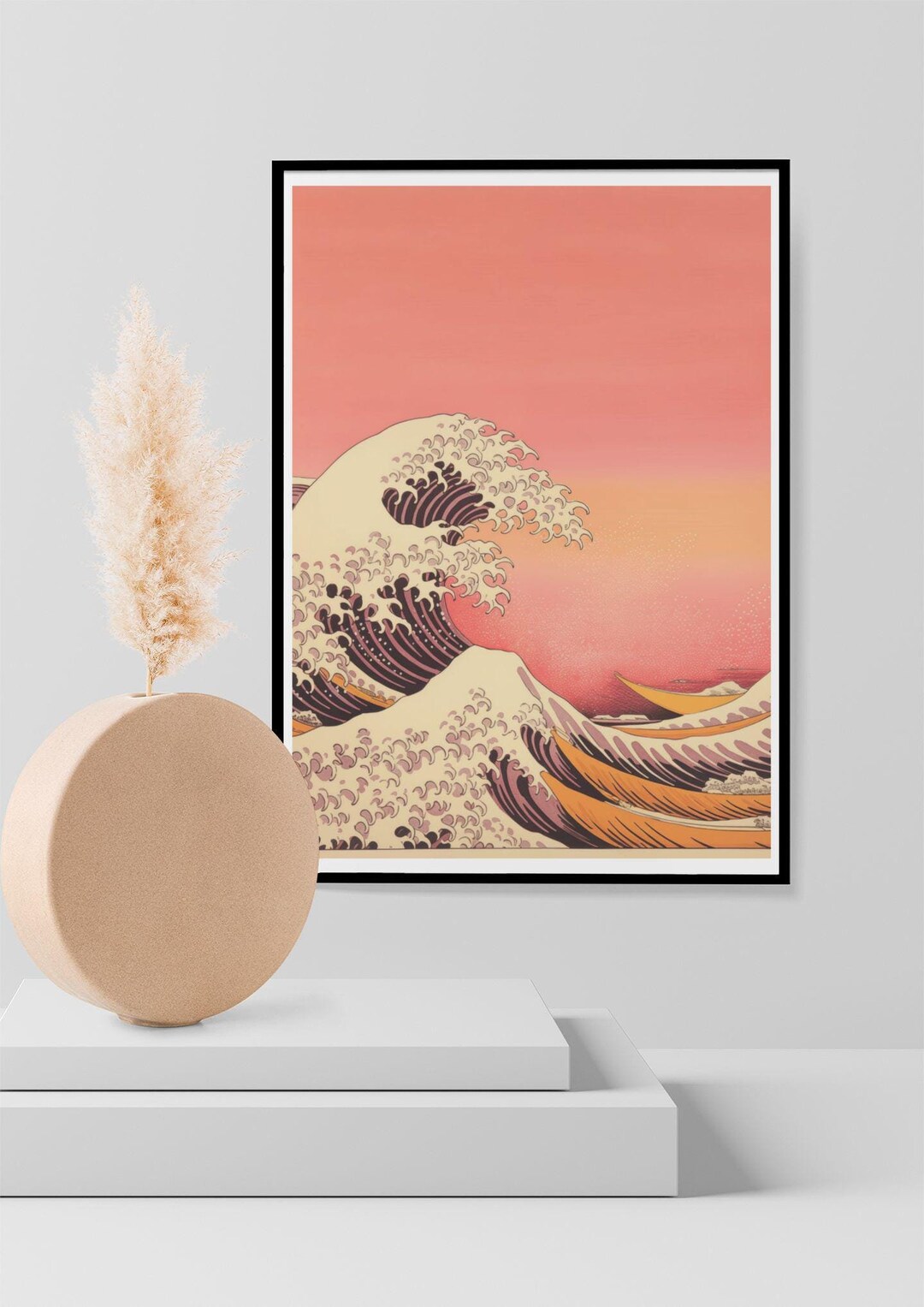 Japanese Abstract Wave Print, Japanese Wall Art Print Poster Picture ...