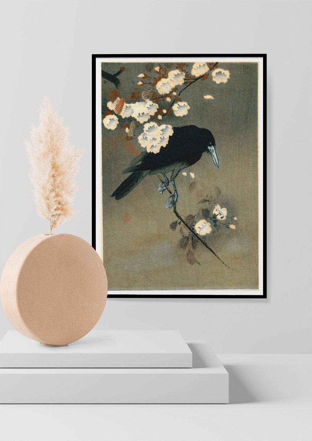 Ohara Koson Vintage Japanese Crow and Blossom Art Print, Wall Art ...