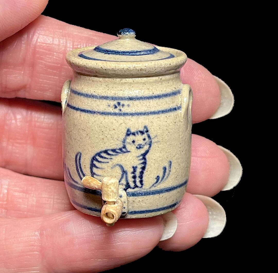 Super Rare IGMA Jane Graber Pottery - Schoolhouse Tabby Kitty Cat Water ...