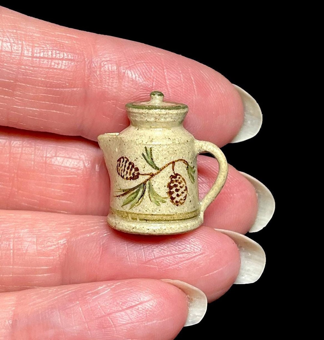 IGMA Jane Graber Pottery - HTF Pine Cone Coffee Pot -dollhouse Colonial ...