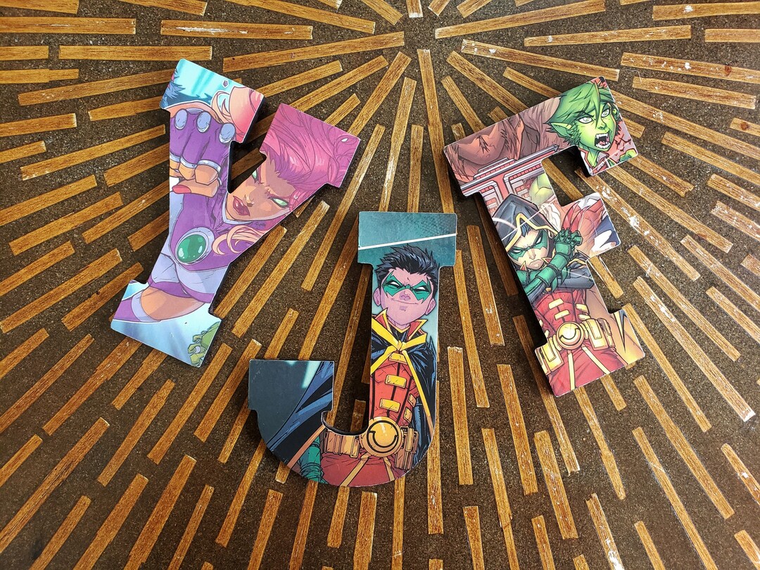 DC Teen Titans Wooden Comic Book Letter (5.5 In.) - F, J, & Y ONLY ...