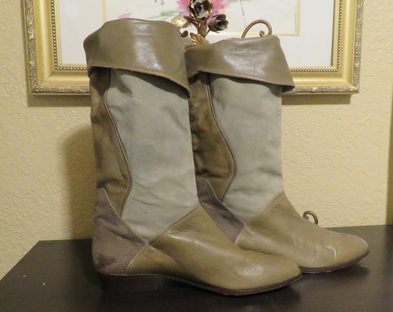 Chantal Boots Vintage Olive Green Leather Boots Made in - Etsy