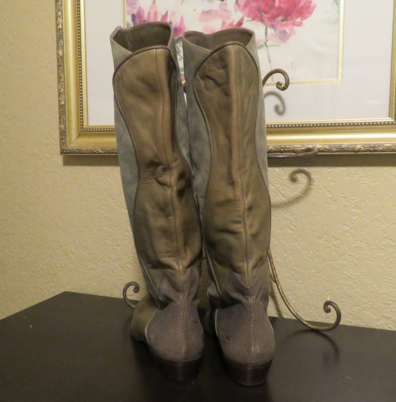 Chantal Boots Vintage Olive Green Leather Boots Made in - Etsy