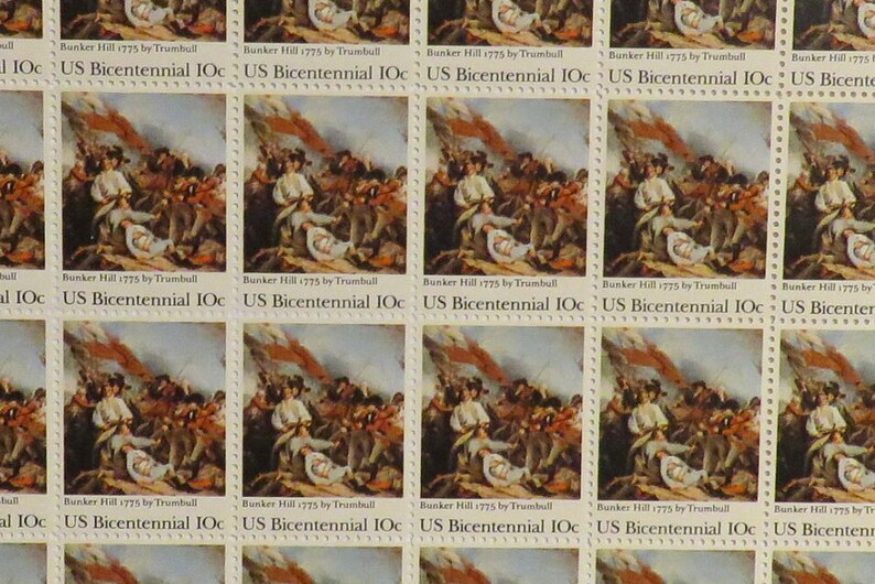 US Bicentennial Stamps- Bunker Hill 1775 by Trumbull- 40 Stamps- 1 ...